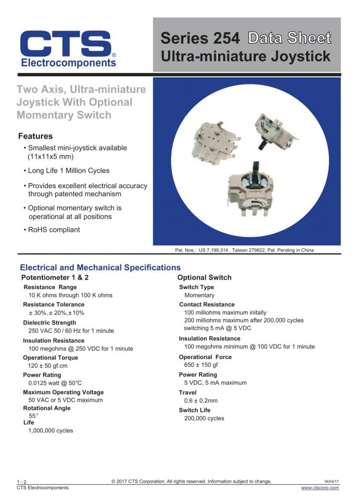 CTS 254 series technical documentation page 1