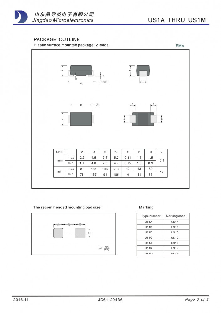 US1J datasheet page 3