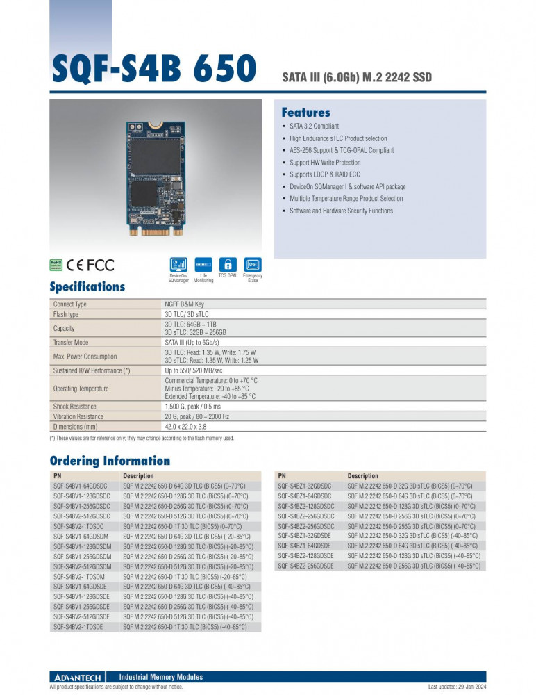SQF-S4B 650 product documentation preview