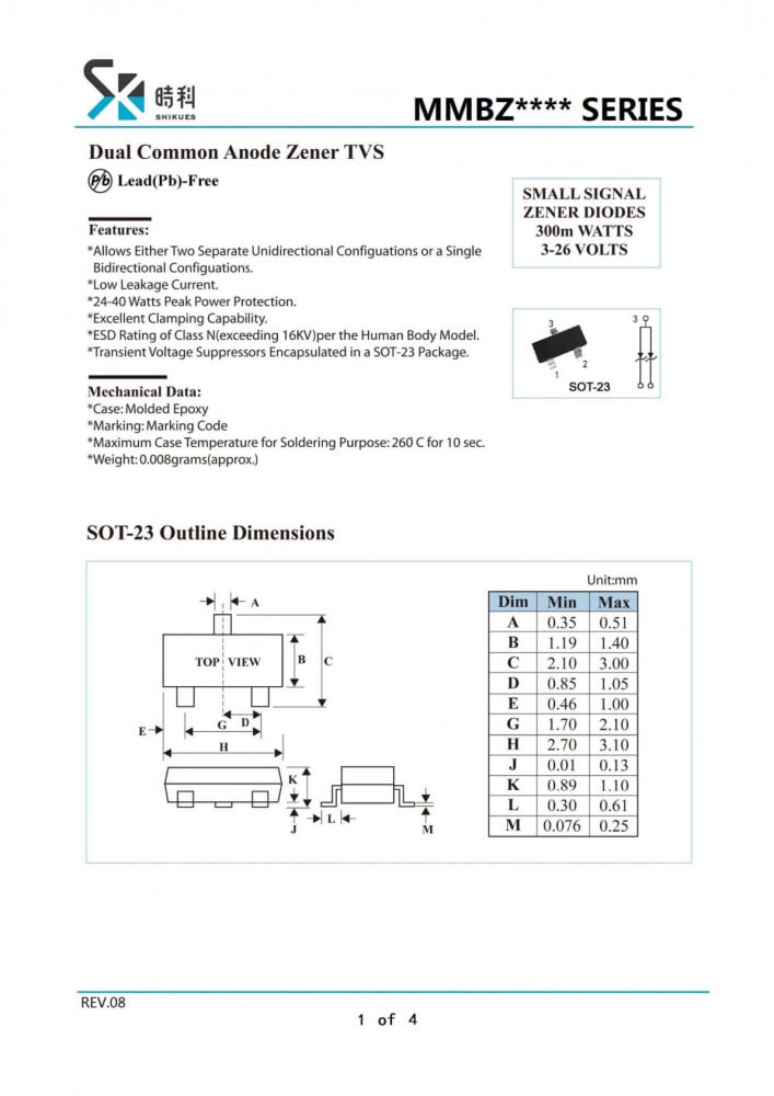 MMBZ6V8A datasheet page 1