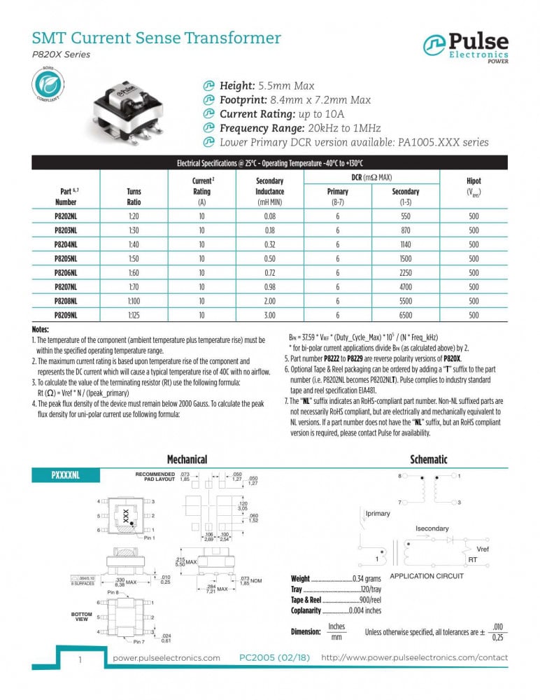 PULSE P8208NLT datasheet page 1
