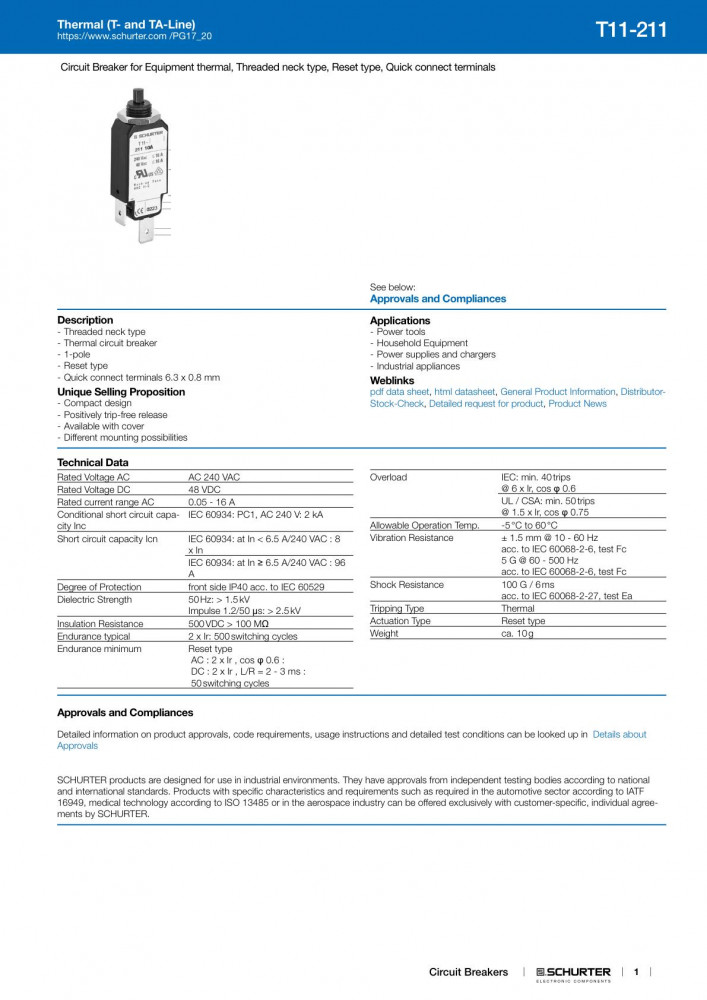 SCHURTER 4400.0405 document page 1