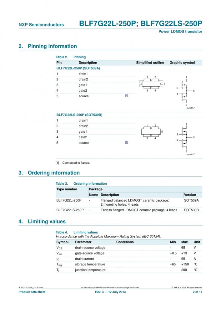 BLF7G22LS-250P datasheet page 2