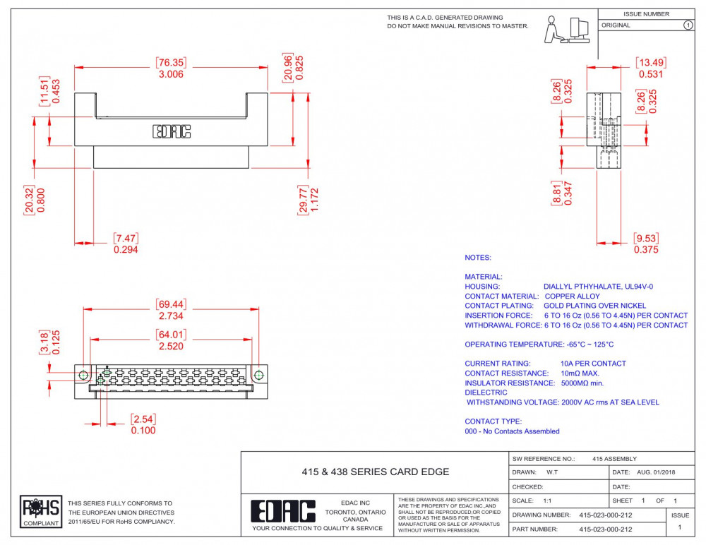 EDAC 415-023-000-212 technical drawing reference