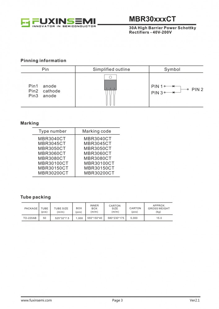 MBR30200CT datasheet page 3