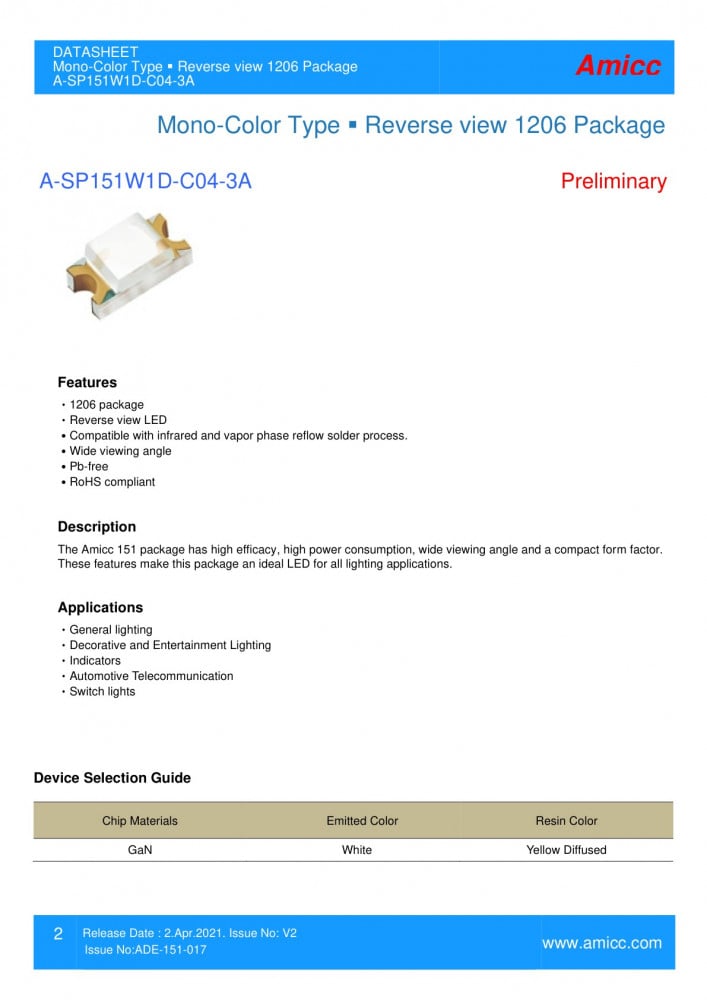 A-SP151W1D-C04-3A datasheet page 2