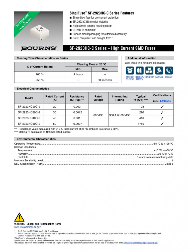 BOURNS SF-2923HC-C datasheet page 1