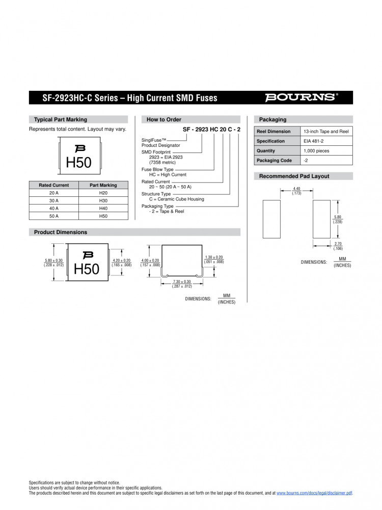 BOURNS SF-2923HC-C datasheet page 3