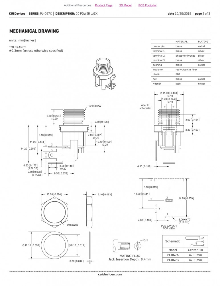 PJ-067B datasheet page 2