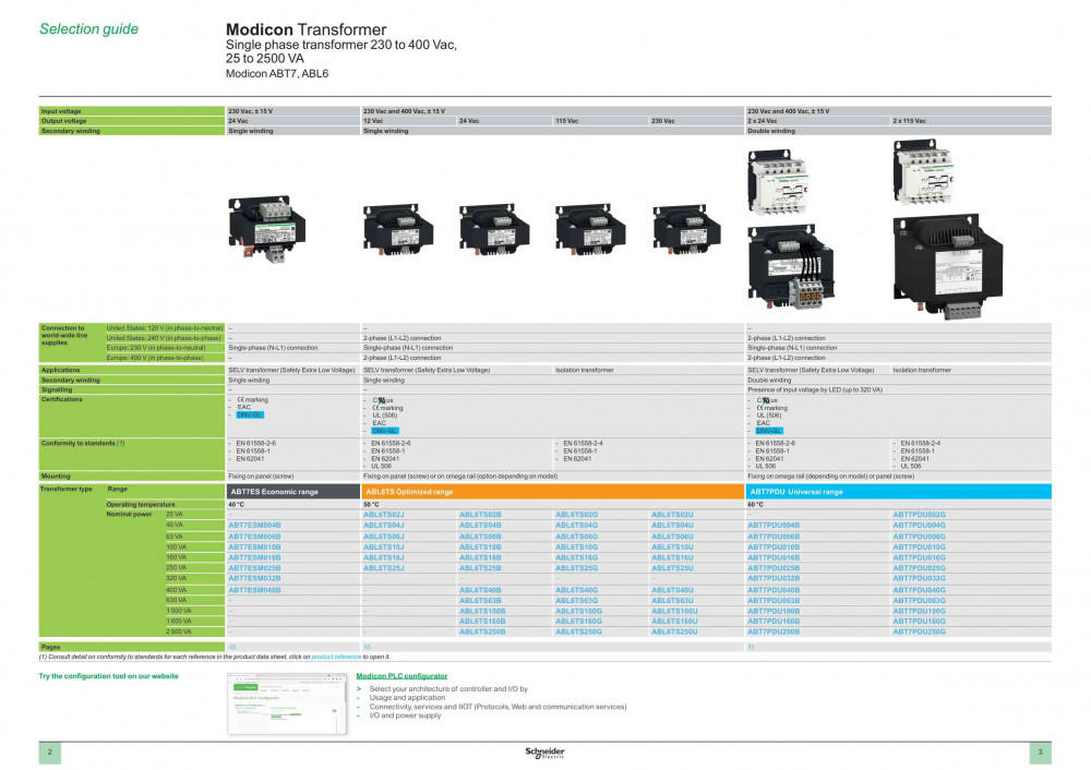 Schneider Modicon transformer documentation page 5