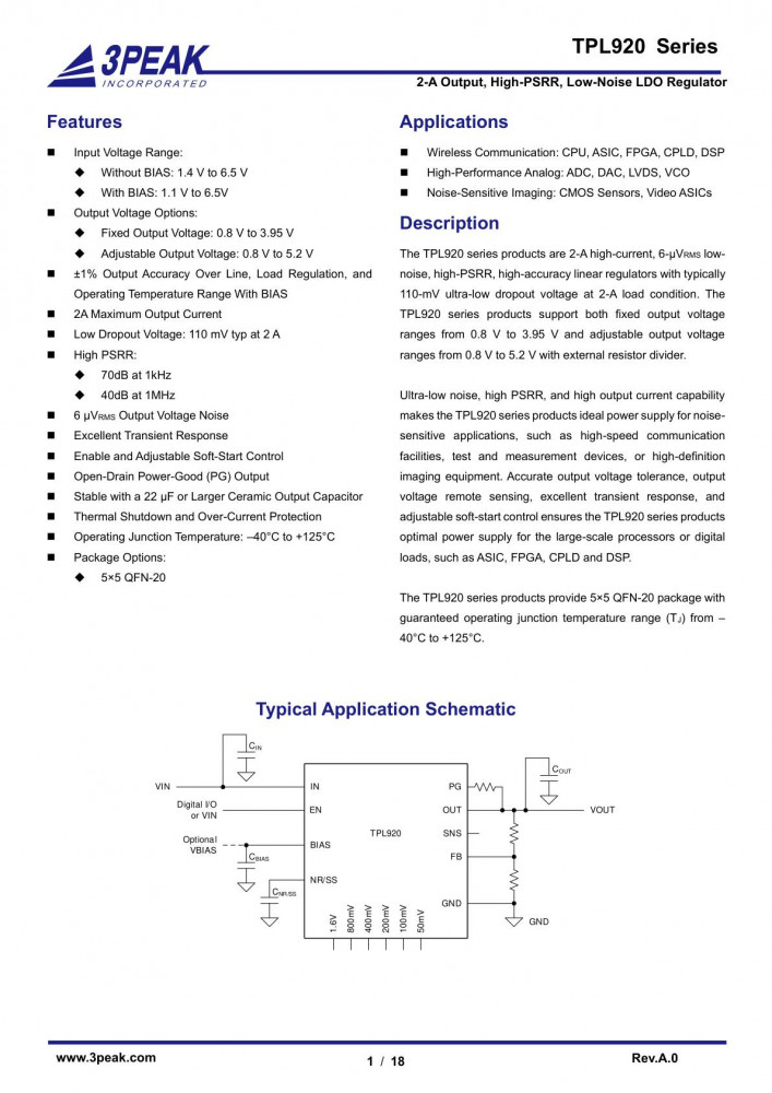 TPL920ADJ-QF7R datasheet page 1