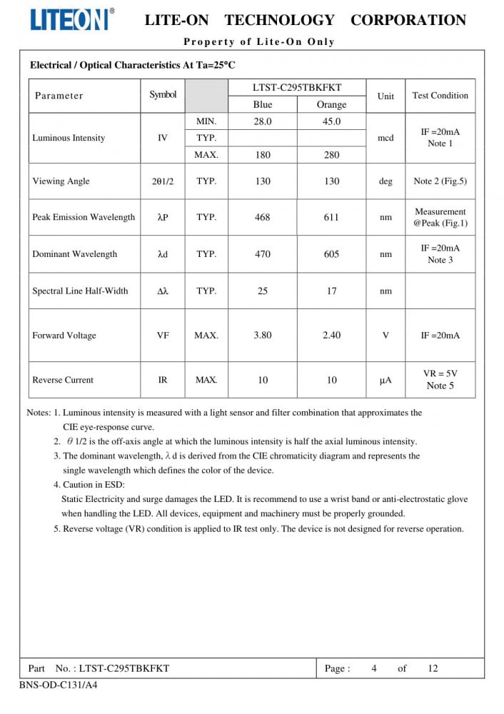 LTST-C295TBKFKT datasheet page 4