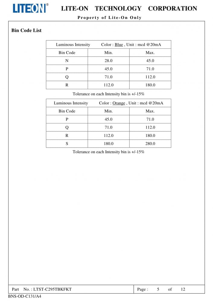 LTST-C295TBKFKT datasheet page 5