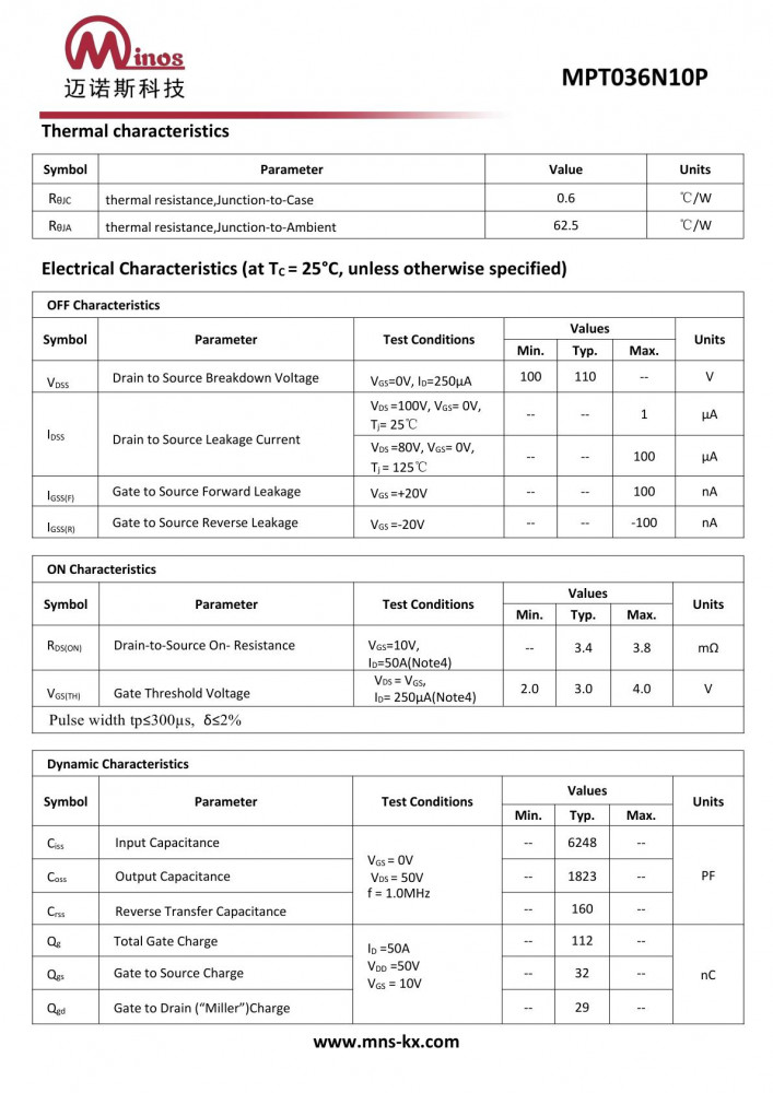 MPT036N10P datasheet page 2