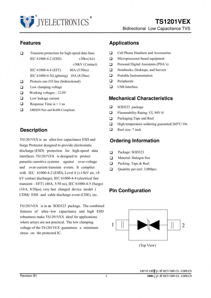 TS1201VEX datasheet page 1