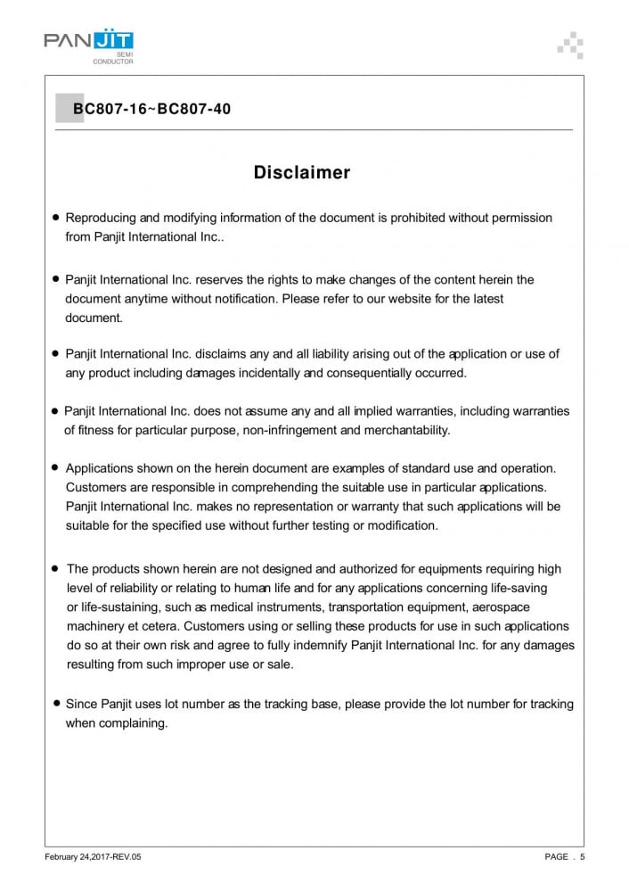 PANJIT BC807 datasheet page 5