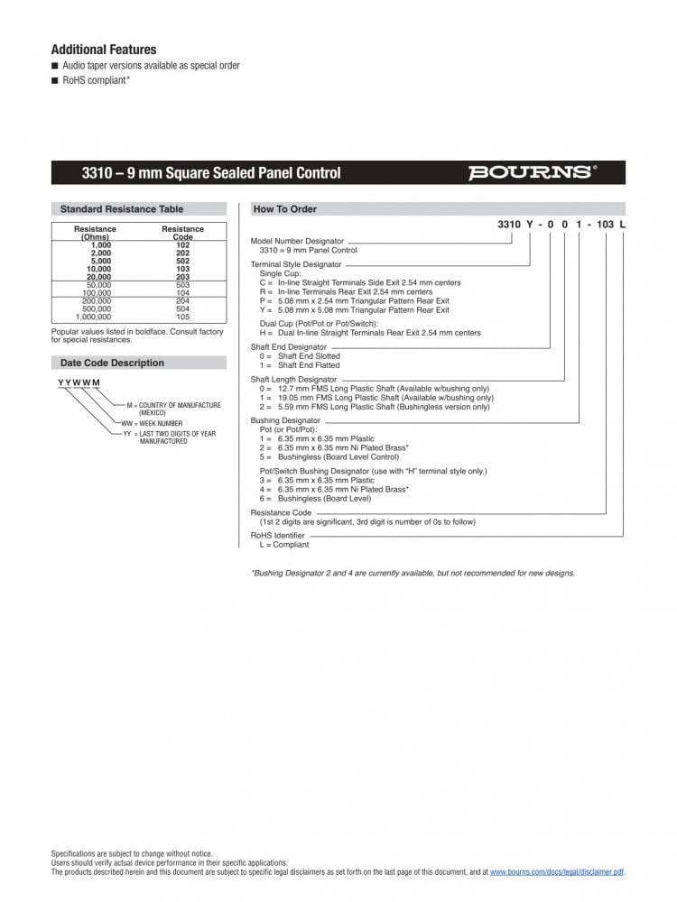 BOURNS 3310 datasheet page 2