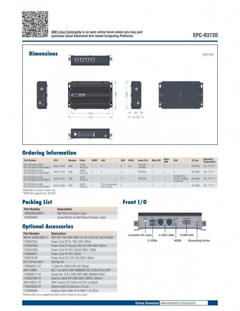 EPC-R3720 product document page 2