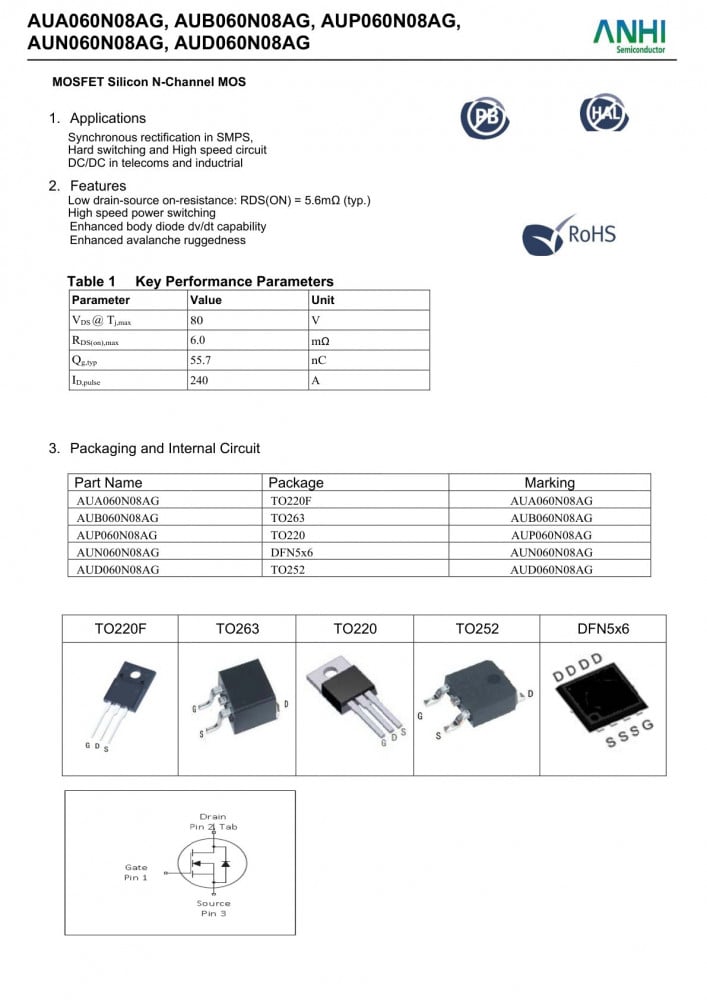 AUD060N08AG datasheet page 1
