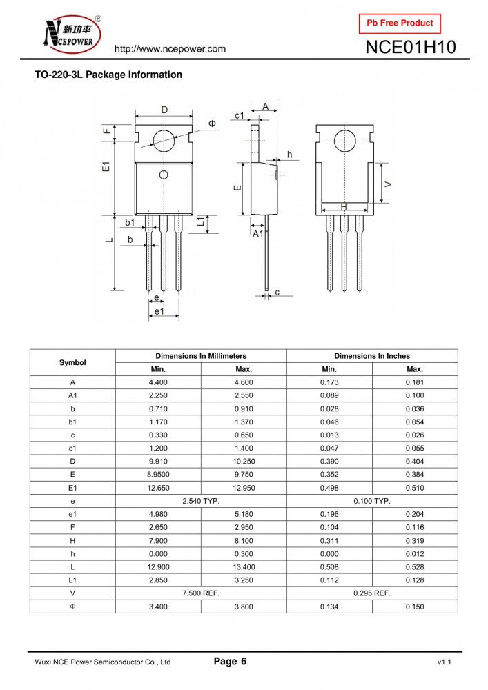 NCE01H10 datasheet page 6