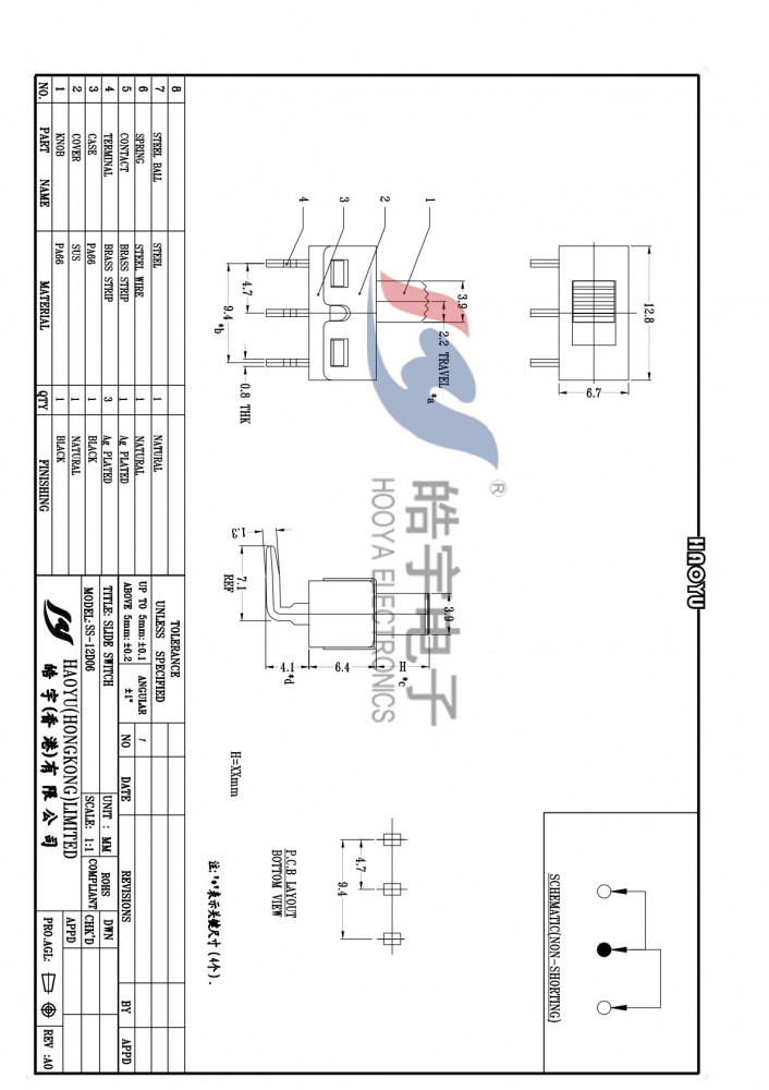 HOOYA SS-12D06G4 technical drawing page
