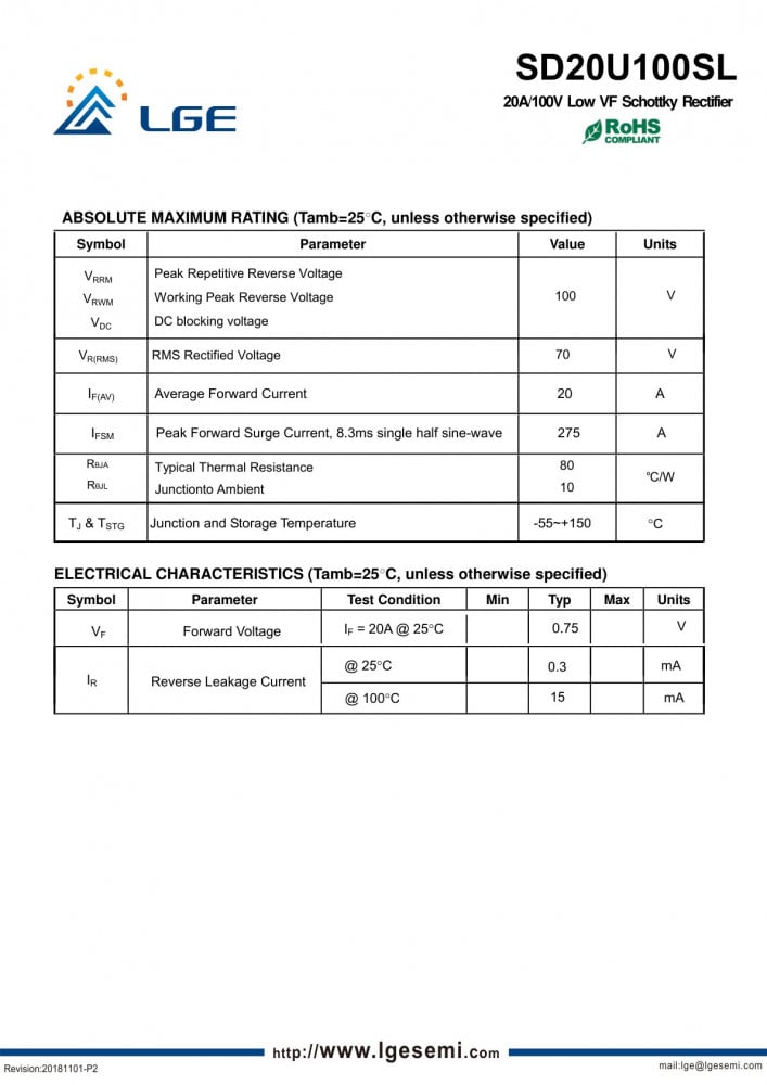 SD20U100SL datasheet page 2