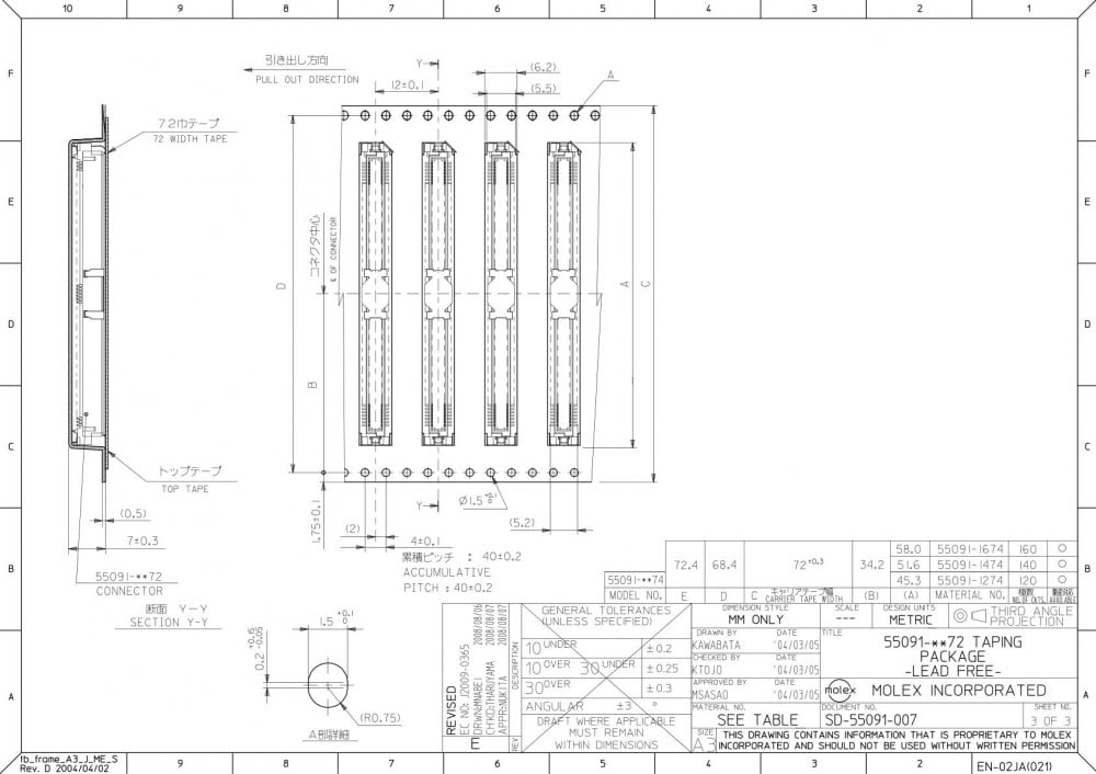 Molex 55091 drawing notes