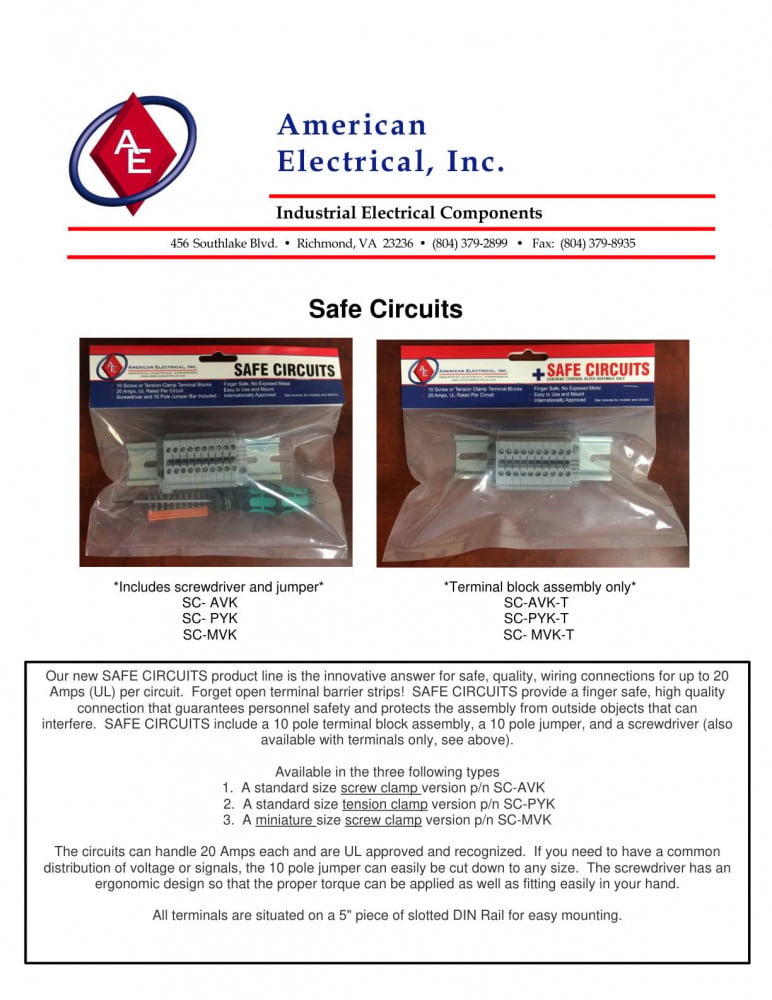 American Electrical SAFE CIRCUITS document page 1