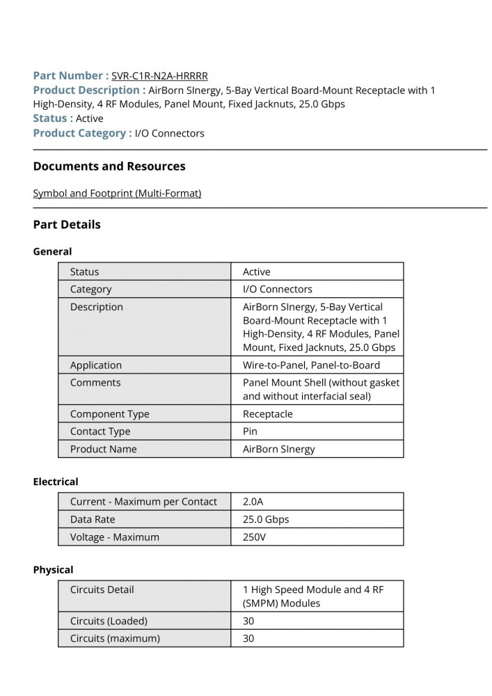 SVR-C1R-N2A-HRRRR product document image, page 1