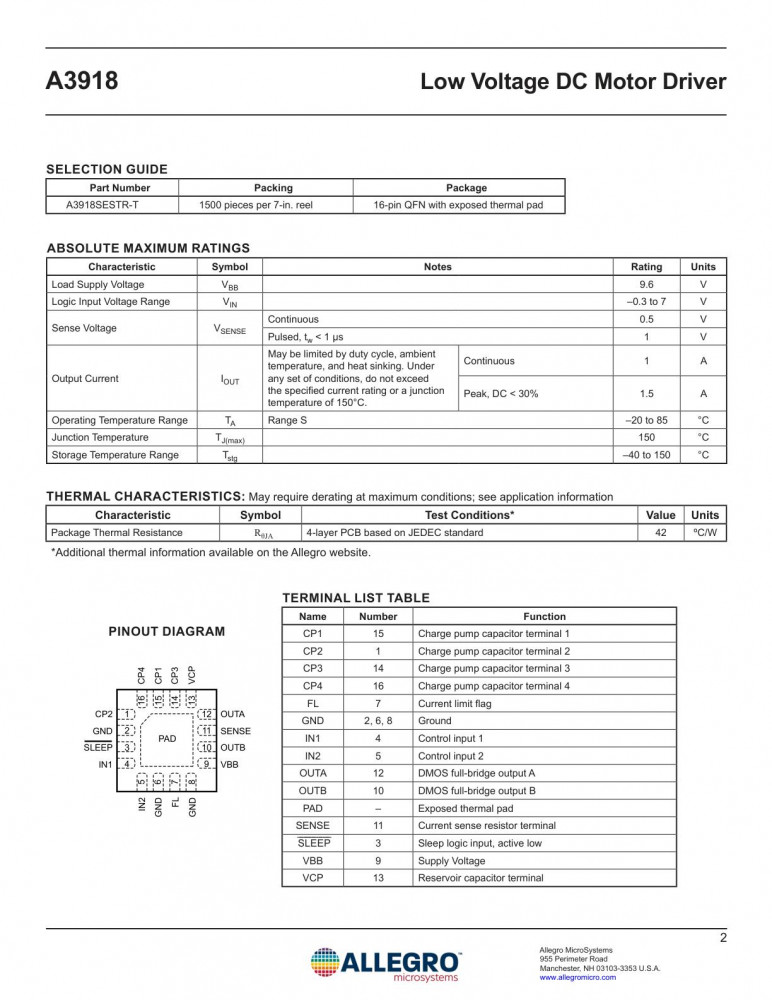 A3918 datasheet page 2