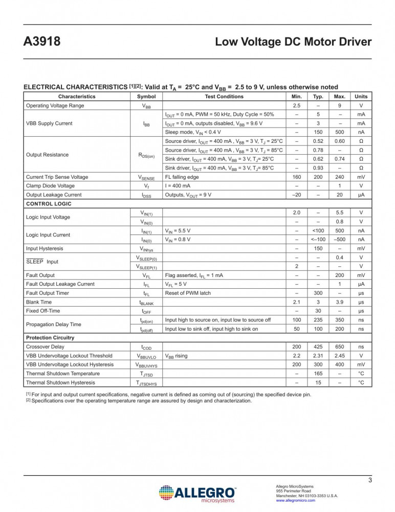 A3918 datasheet page 3