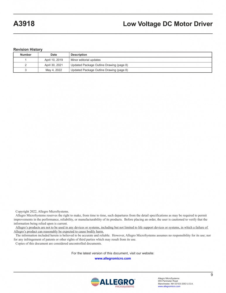A3918 datasheet page 9