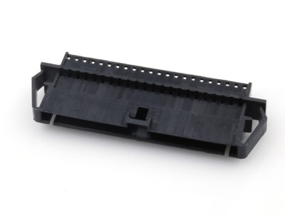 SL Wire-to-Wire Panel Mount Crimp Housing, Single Row, Version B, with Mounting Ears, 22 Circuits, Black for sale