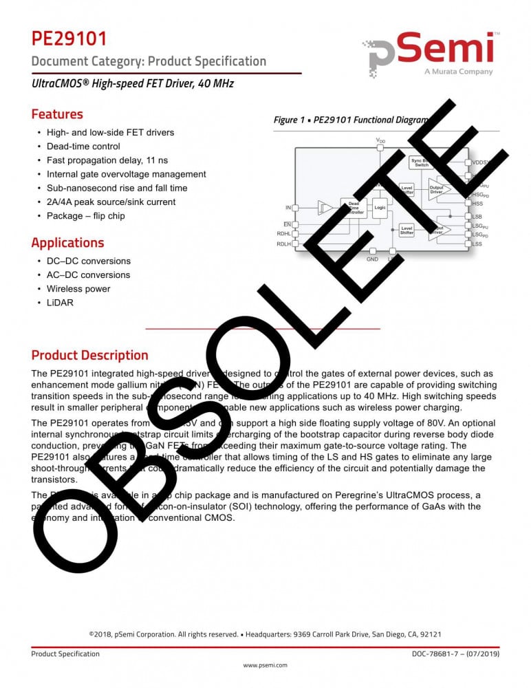 PE29101A-X datasheet page 1