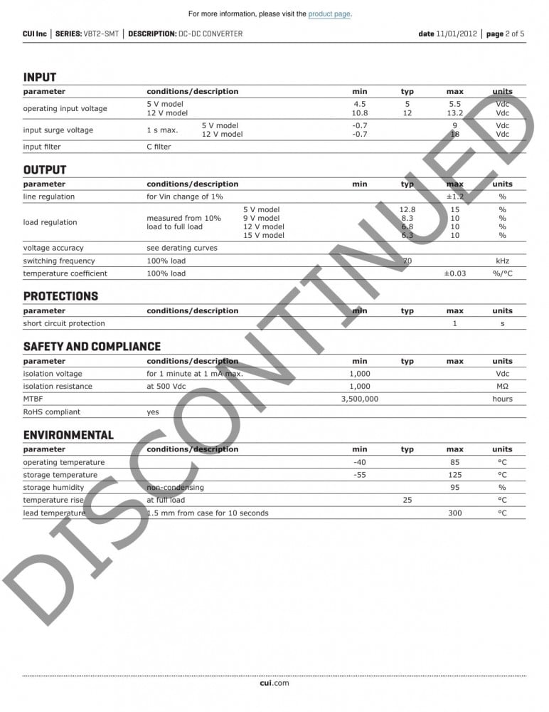 VBT2-SMT datasheet page 2