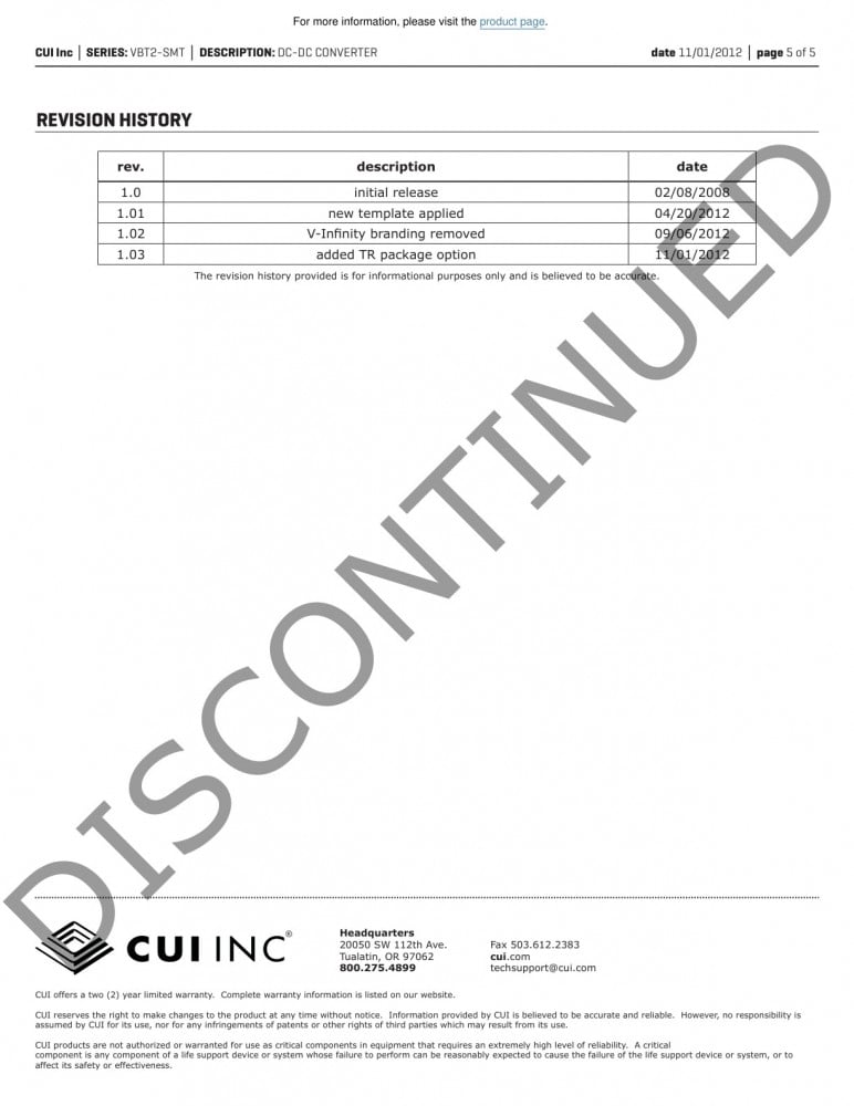 VBT2-SMT datasheet page 5