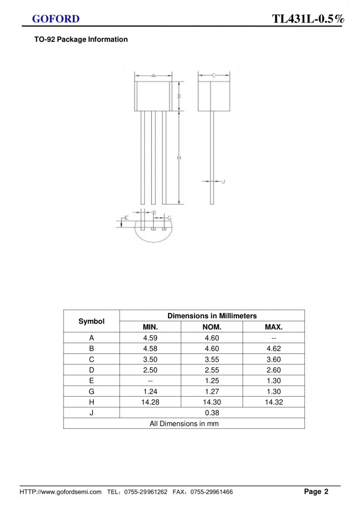 GOFORD TL431L-0.5% datasheet page 2