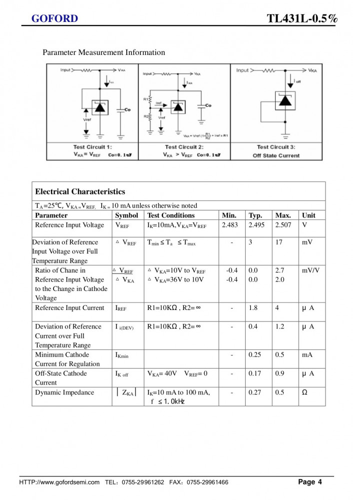 GOFORD TL431L-0.5% datasheet page 4
