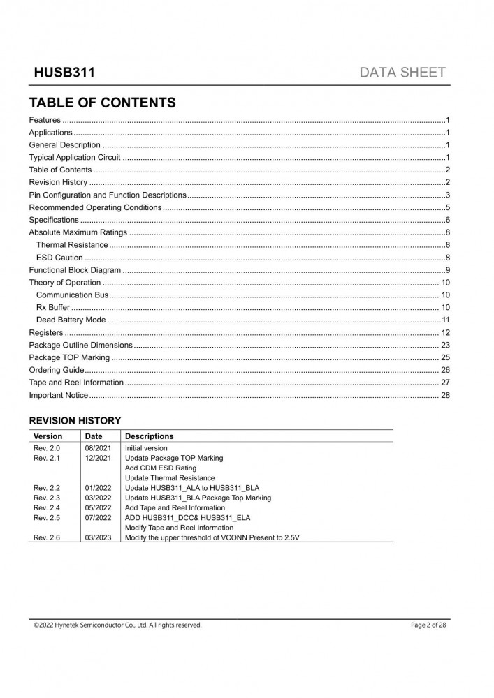 HUSB311BLA datasheet page 2