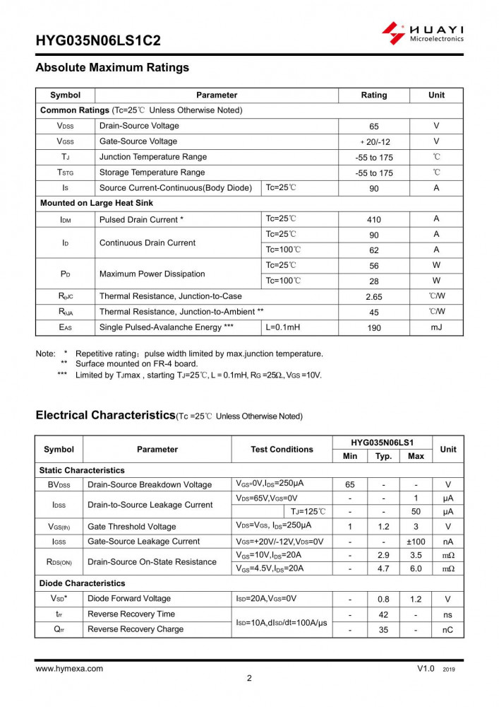 HYG035N06LS1C2 datasheet page 2