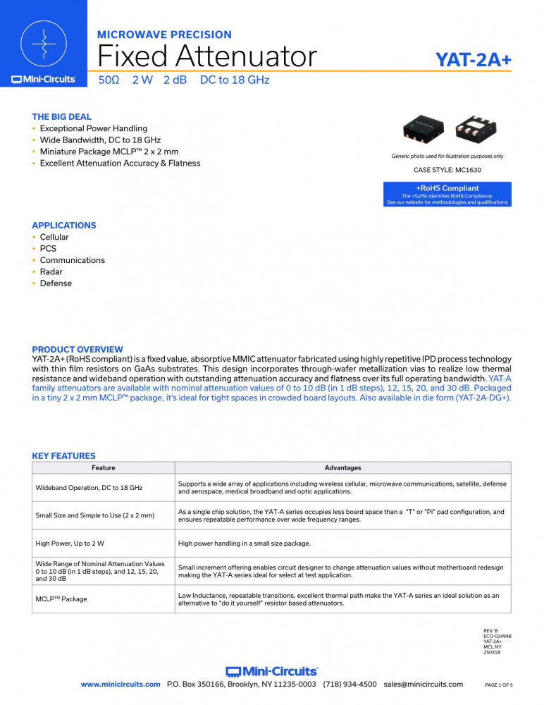 YAT-2A+ datasheet page 1