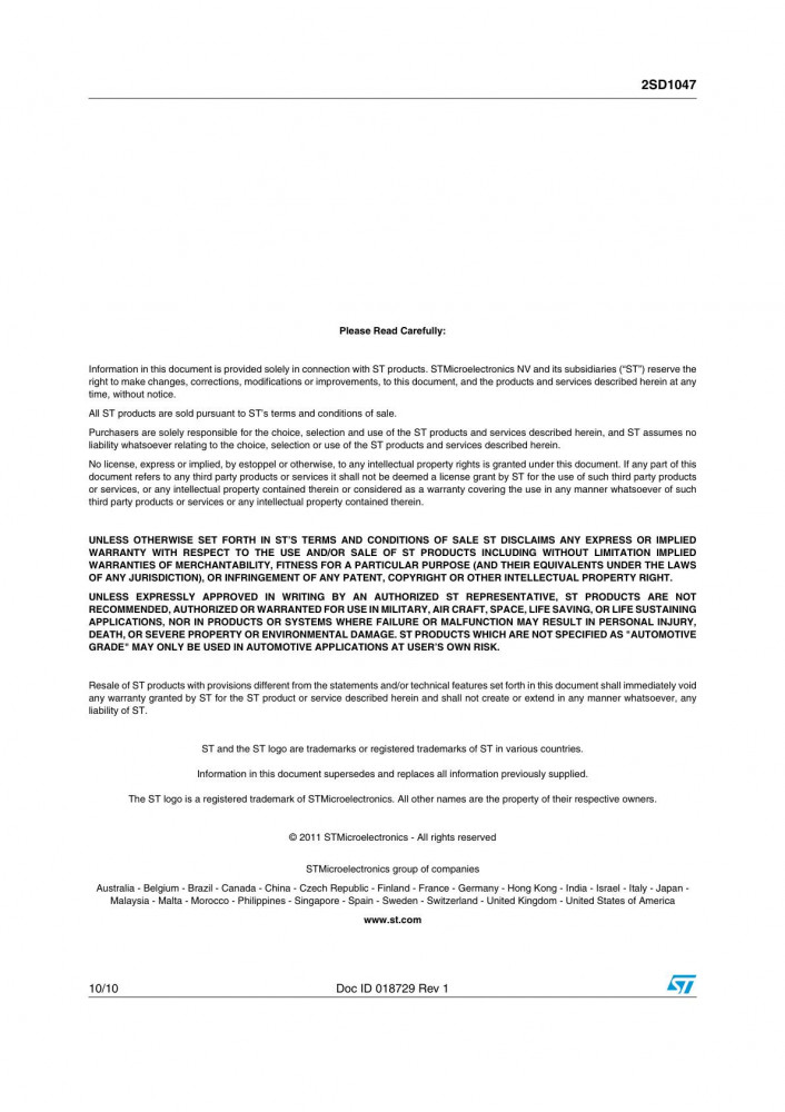 2SD1047 datasheet page 10