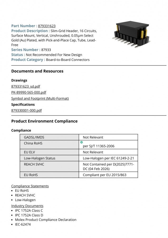MOLEX 879331623 product document image 1