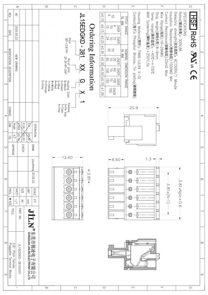 JILN JL15EDGKD-38105G01 technical drawing