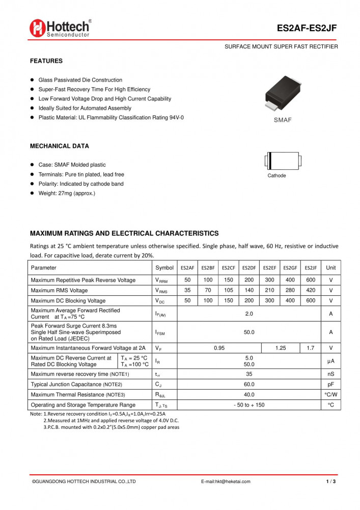 ES2JF datasheet page 1