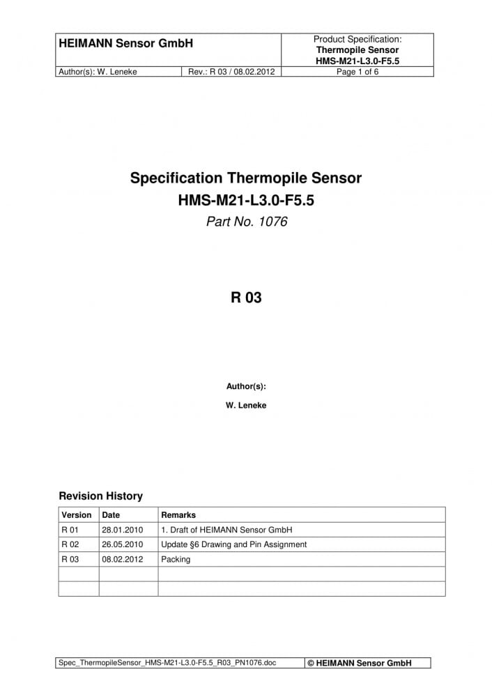 HMS M21 L3.0 F5.5 datasheet page 1