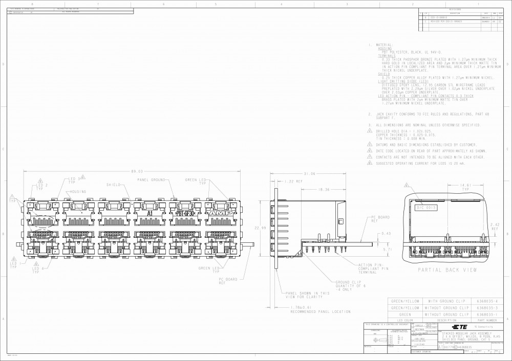 TE Connectivity 6368035-3 controlled drawing page 1