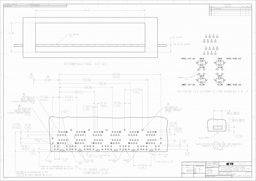 TE Connectivity 6368035-3 controlled drawing page 2