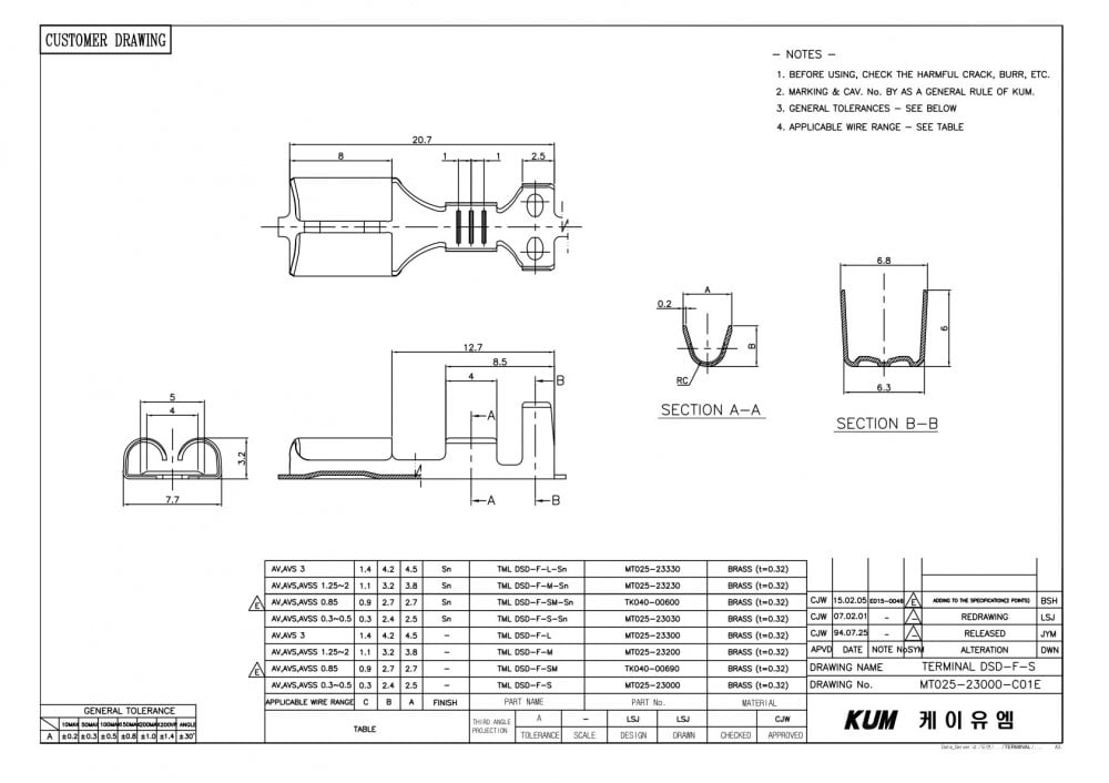 KUM MT025-23000 technical document preview