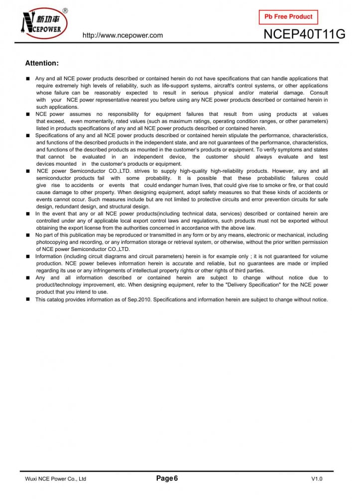 NCEP40T11G datasheet page 6